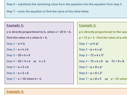 Direct proportion help sheet | Teaching Resources