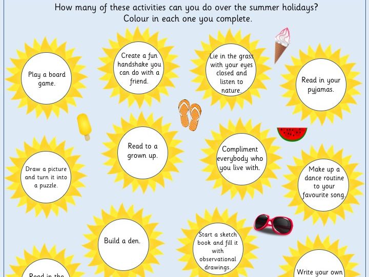 Summer Holiday Fun Homework Teaching Resources