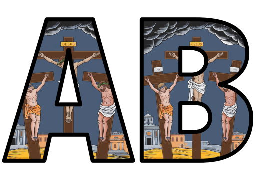 Bible Story Jesus on the Cross Lettering Set Display Title Letters ...