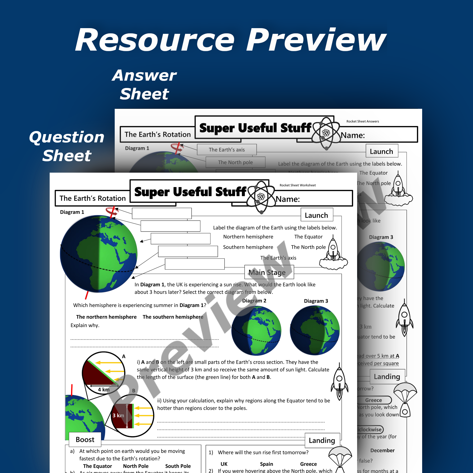The Earth's Rotation Worksheet GCSE Science | Teaching Resources