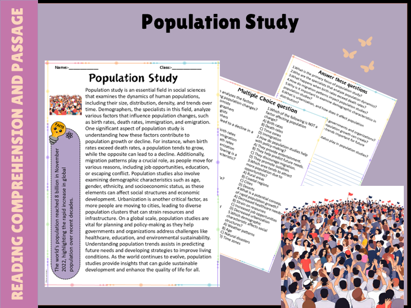 Comprehensive Reading Passage with Questions on Population Studies ...