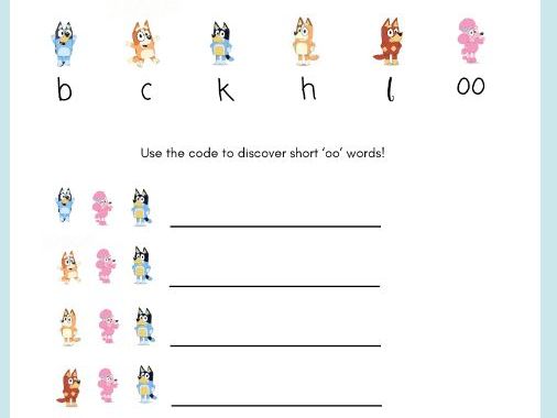 Bluey inspired set 2 phonics decoder | Teaching Resources