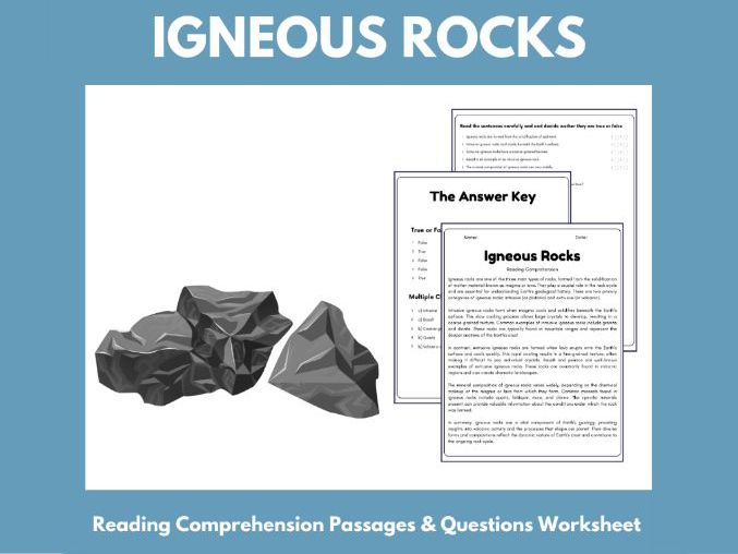 Igneous Rocks: Reading Comprehension Passages & Questions Worksheets ...