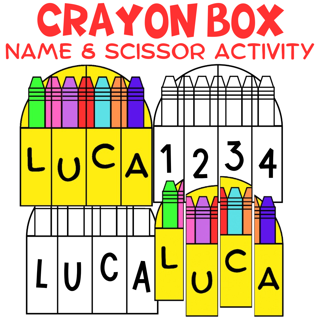 Back to School Craft Crayon Box Name Puzzle | Bulletin Board & Cutting ...