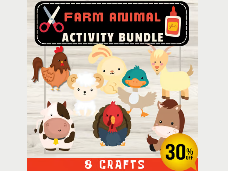 Farm Animal Craft Cut & Paste Activity Bundle: Back To School ...