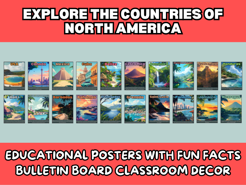 Explore the Countries of North America – Educational Posters with Fun ...