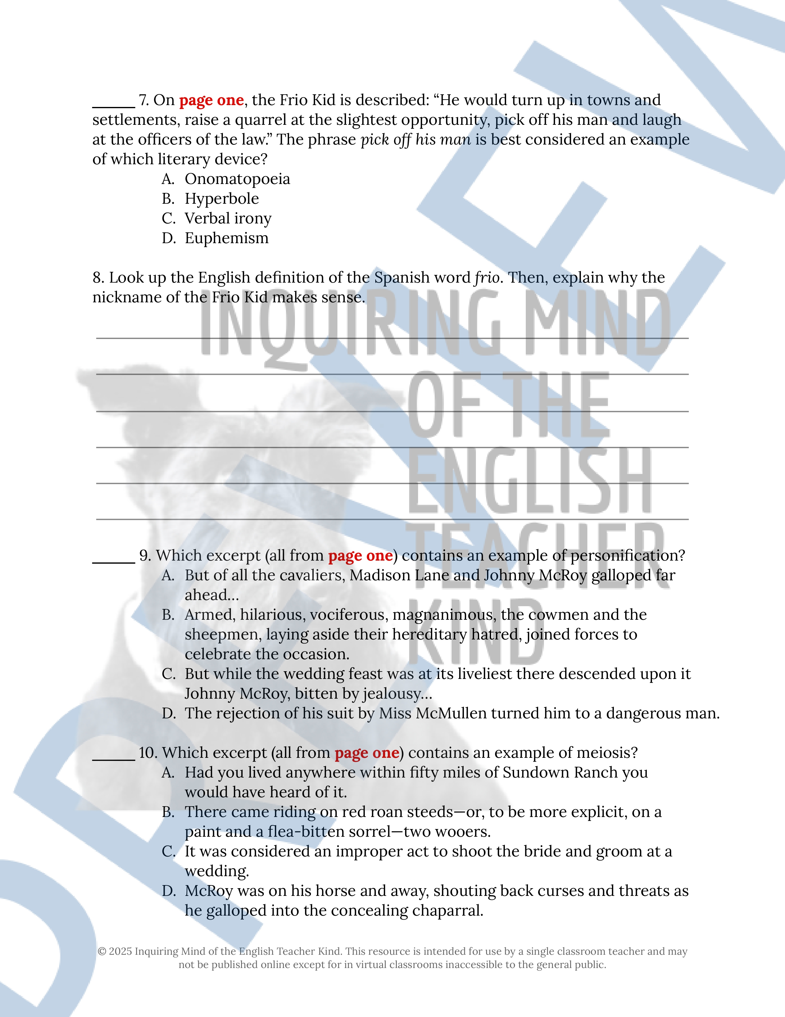 "A Chaparral Christmas Gift" by O. Henry Analysis Worksheet | Holiday ...