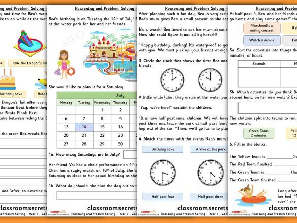 Time Maths Consolidation Year 1 Summer Block 6 Reasoning And Problem Solving Teaching Resources