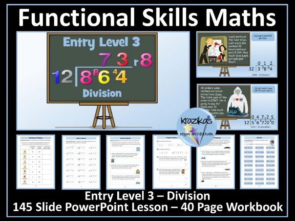 Division - PowerPoint Lesson and Workbook - Functional Skills Maths - Entry Level 3 | Teaching ...