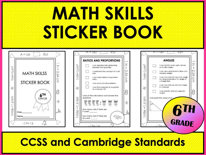 Maths Review Grade 6 Skills Sticker Book With CCSS And Cambridge