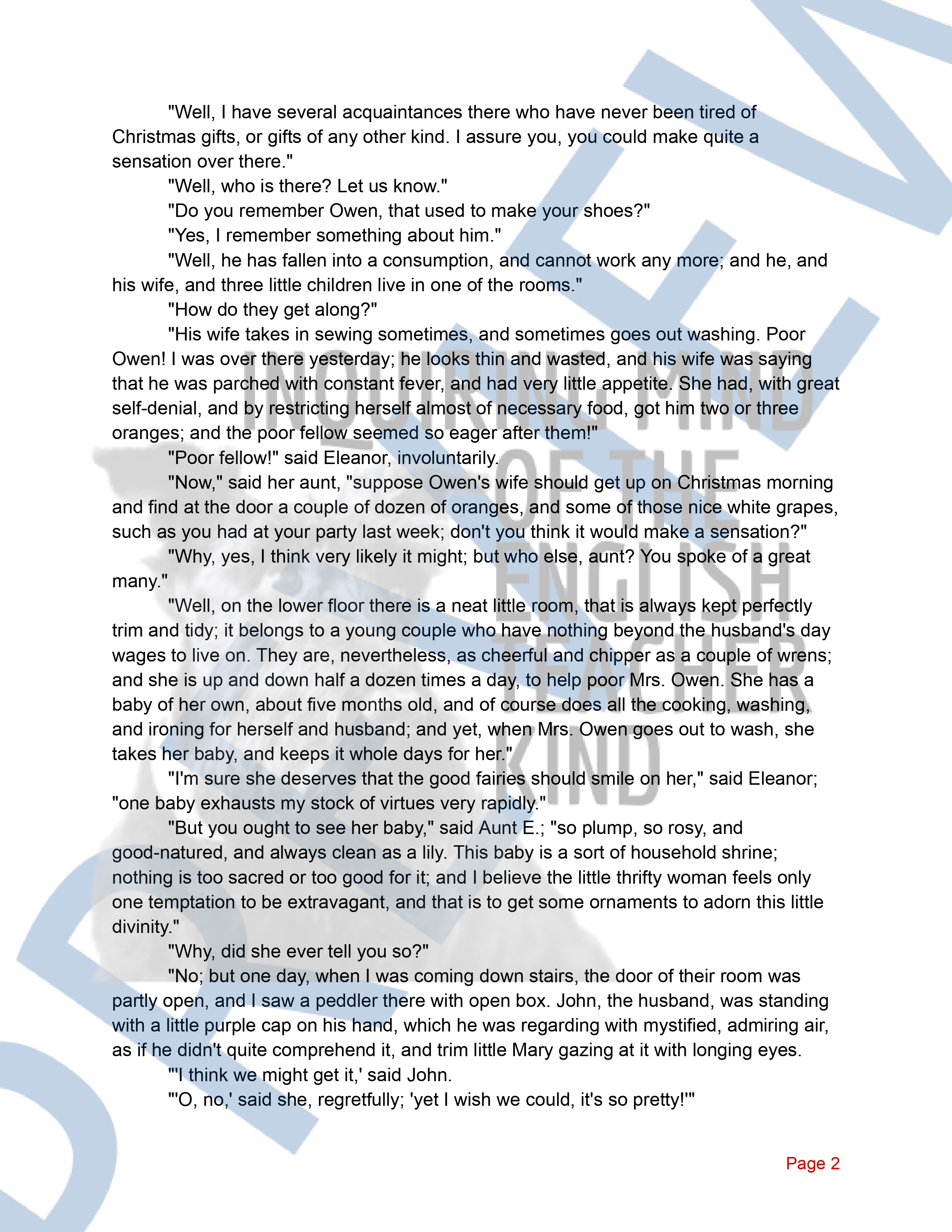 "Christmas; or, The Good Fairy" by Harriet Beecher Stowe Quiz and ...