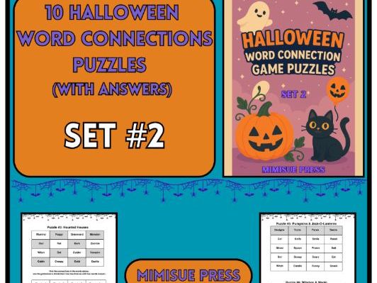 10 Halloween Word Connections Puzzles SET 2 (Holiday/Party Game ...