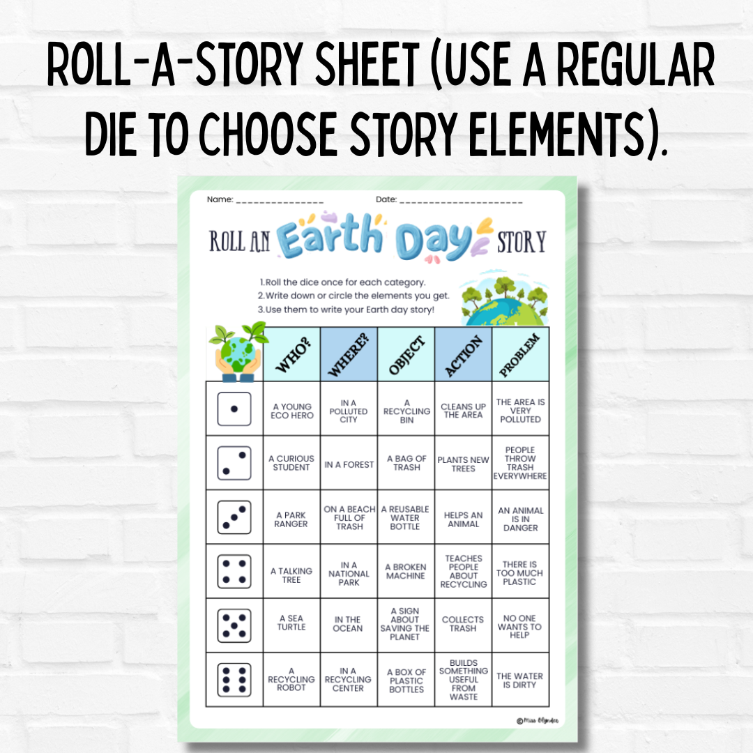 Roll an Earth Day story – ESL Roll the Dice Speaking & Writing Activity ...