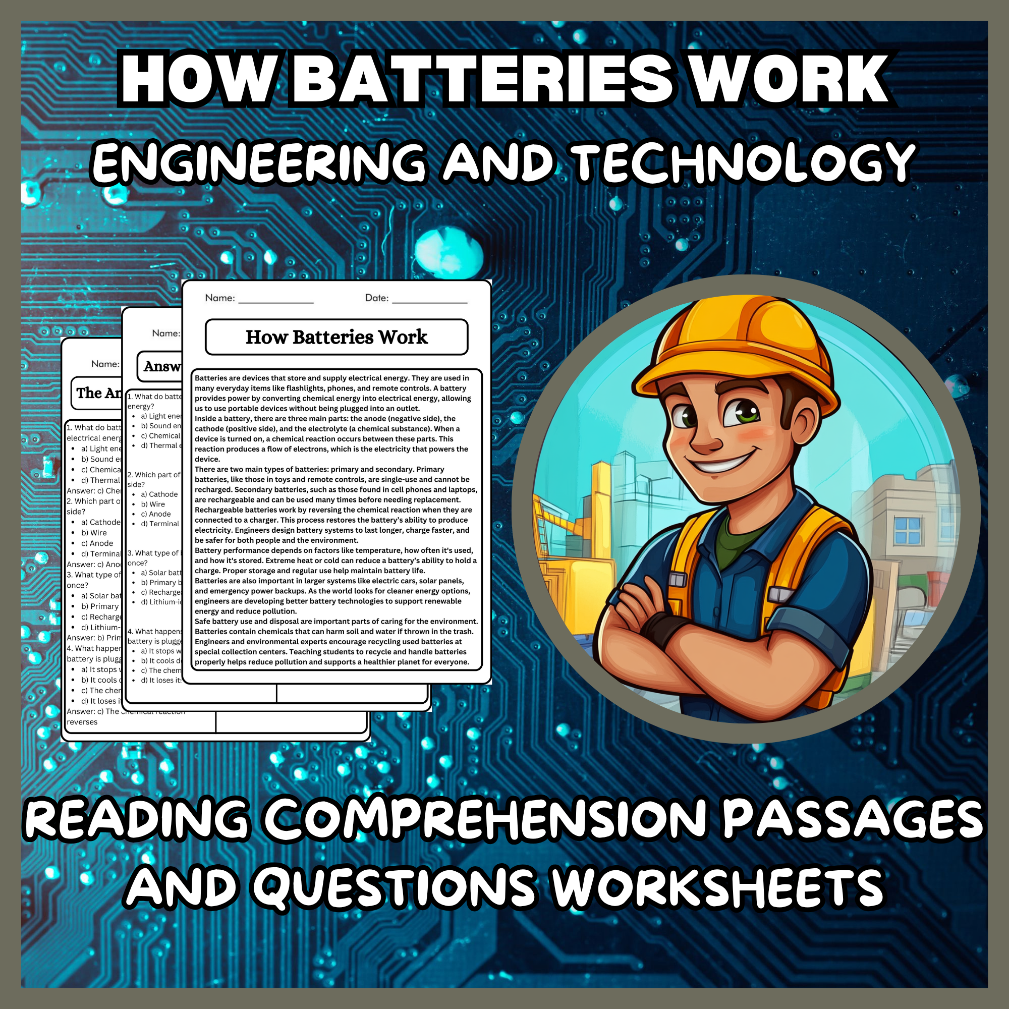 How Batteries Work - Engineering and Technology Reading Comprehension ...