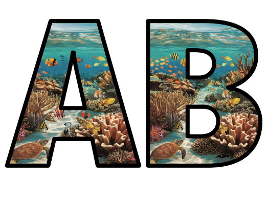 Coral Fish Underwater Ocean Sea Lettering Set Display Title Letters ...