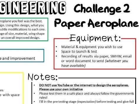 Engineering Challenge 2- Paper Aeroplane Development | Teaching Resources