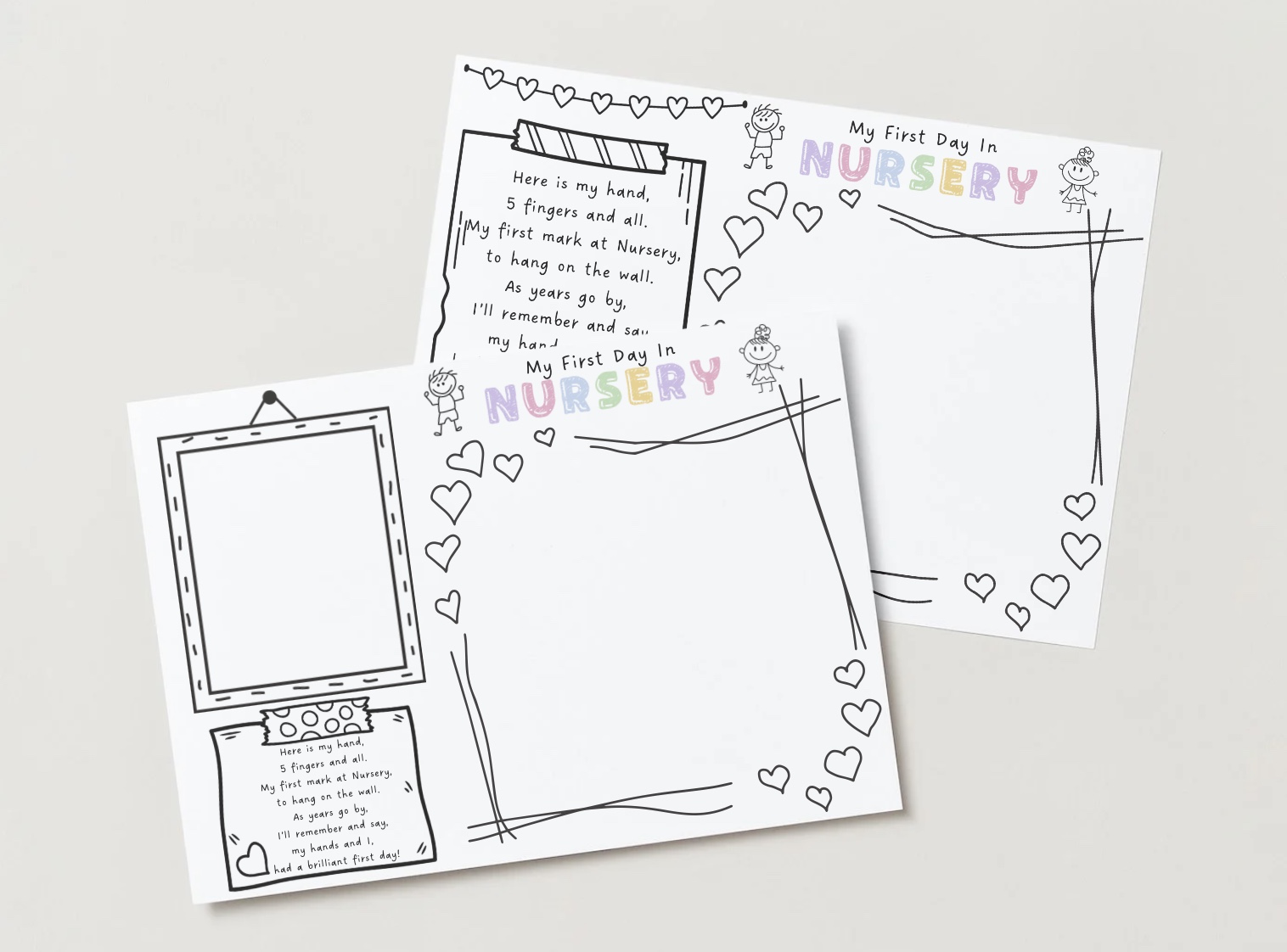 First Day of Nursery- Photo Prop & Handprint Poem | Teaching Resources