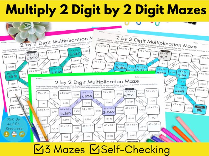 Multiply 2 Digits By 2 Digits Maths Maze Activity Teaching Resources