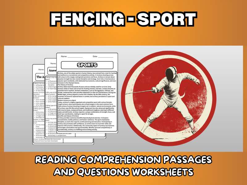 Fencing - Sport Reading Comprehension Passages and Questions Worksheets ...