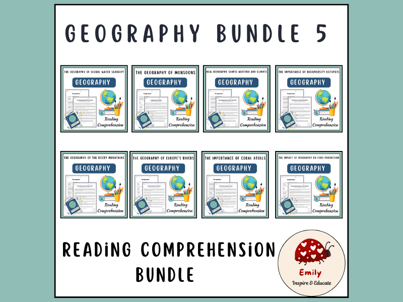 Geography Reading Comprehension Passages & Questions Worksheets Bundle ...