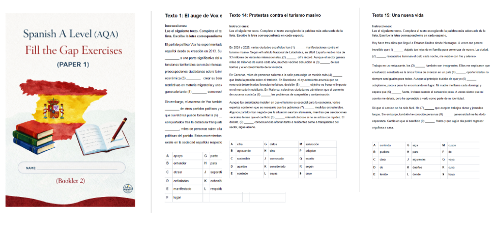 Spanish A Level Fill the Gap 18 Exercises + Answers (booklet 2 ...
