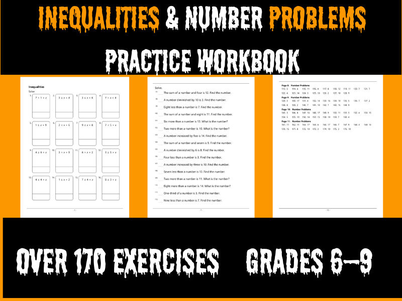 Inequalities & Number Problems Practice Workbook | Teaching Resources