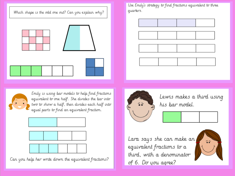 Year 3 Equivalent Fractions Pictorial Worksheet Year 3 Equivalent