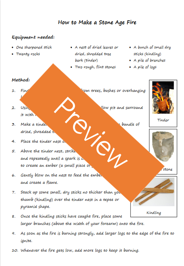Stone Age Boy 3 Example Instruction and Recipe Texts Plus Templates ...