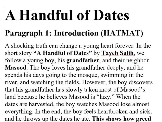 Handful of Dates – Complete Literary Analysis Essay | Theme of Greed ...