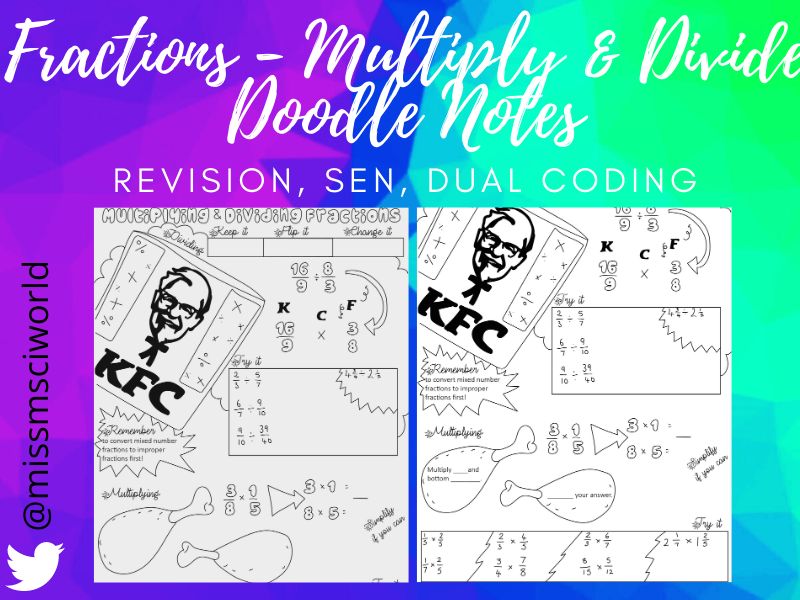 Fractions - Multiply & Divide - Maths Doodle Note | Teaching Resources
