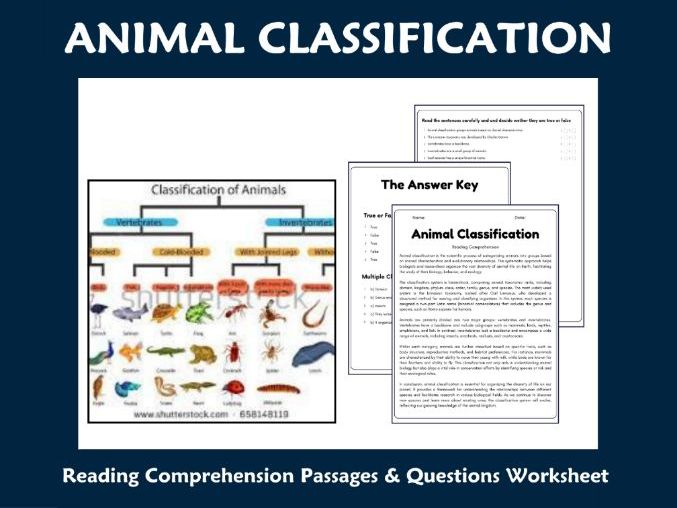 Animal Classification: Reading Comprehension Passages & Questions ...