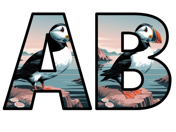 Puffin Bird Animal Nature Cute Lettering Set Display Title Letters ...