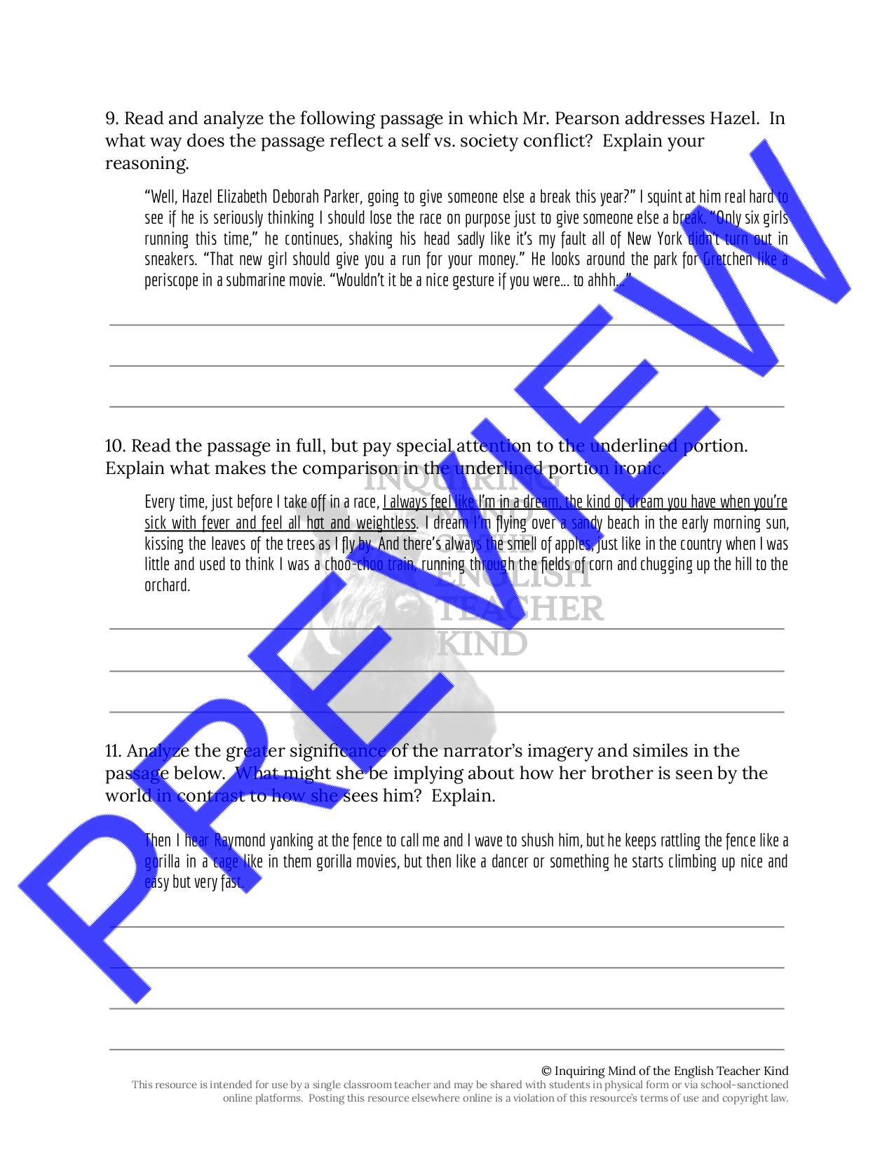 "Raymond's Run" by Toni Cade Bambara Printable Close Reading Analysis ...
