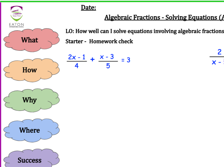 Algebraic Fractions - Solving (Advanced/Quadratics) | Teaching Resources