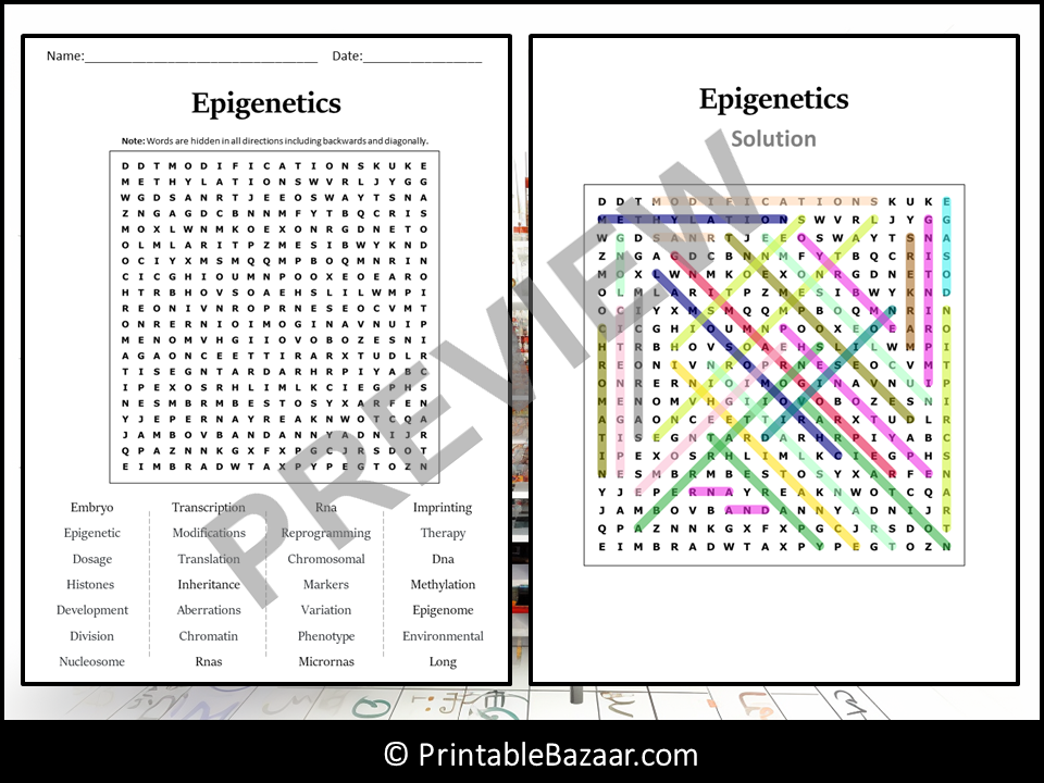Epigenetics Word Search Puzzle Worksheet Activity | Teaching Resources