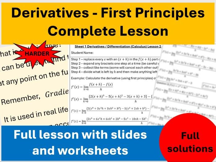 PPT Lesson 2 - Derivative (First Principles) - harder | Teaching Resources