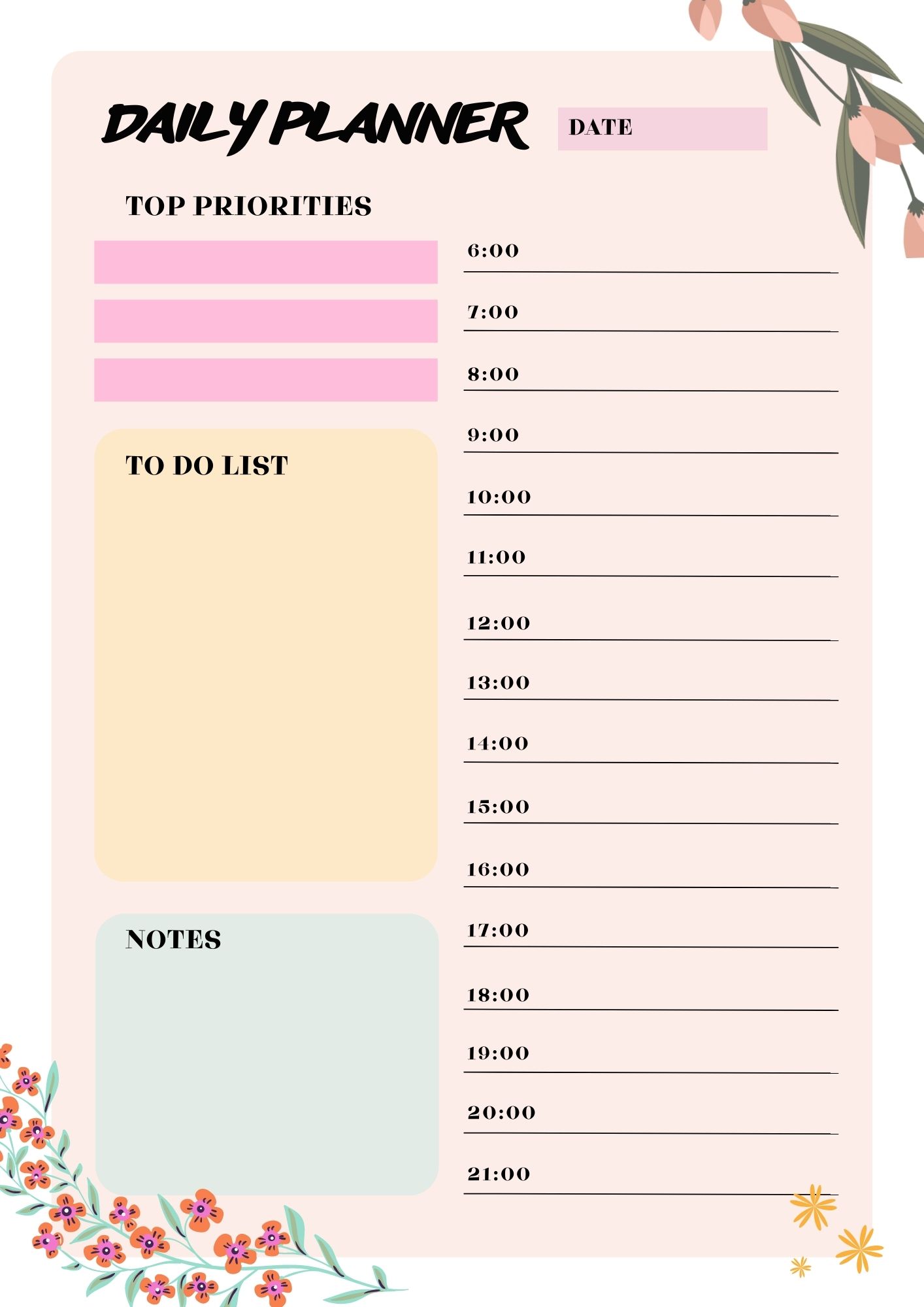 Printable daily planner sheet | Teaching Resources