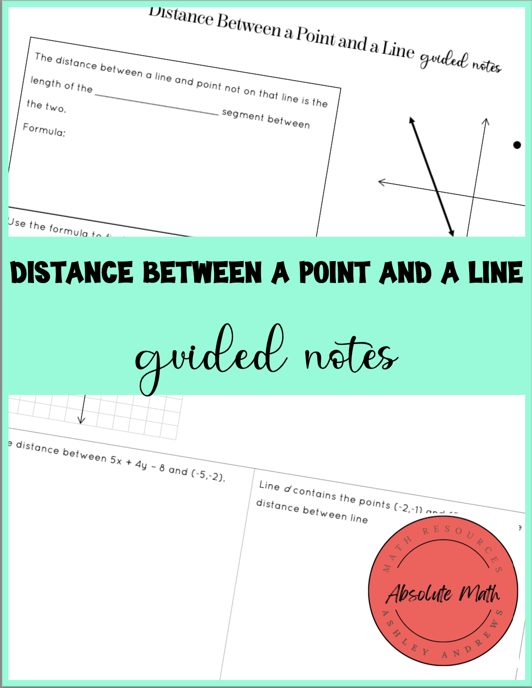 Distance Between a Point and Line Guided Notes | Teaching Resources