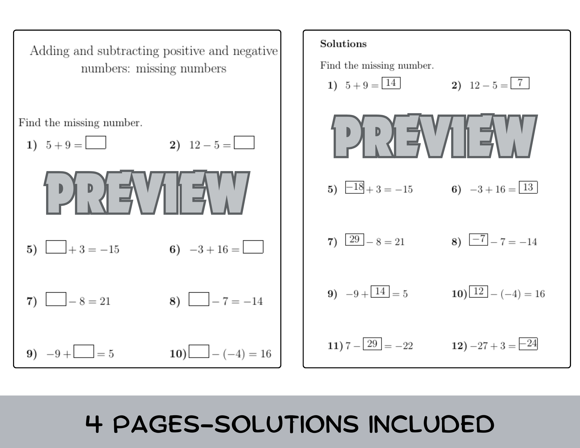 Adding And Subtracting Negative And Positive Numbers Worksheets