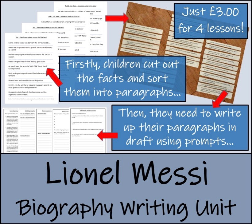 UKS2 Literacy - Lionel Messi Biography Writing Unit | Teaching Resources