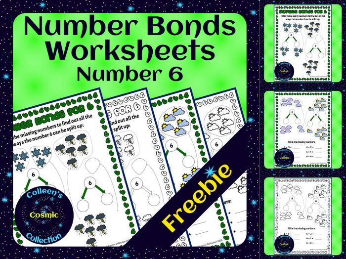 FREEBIE Number Bonds Worksheets for number 6 | Teaching Resources