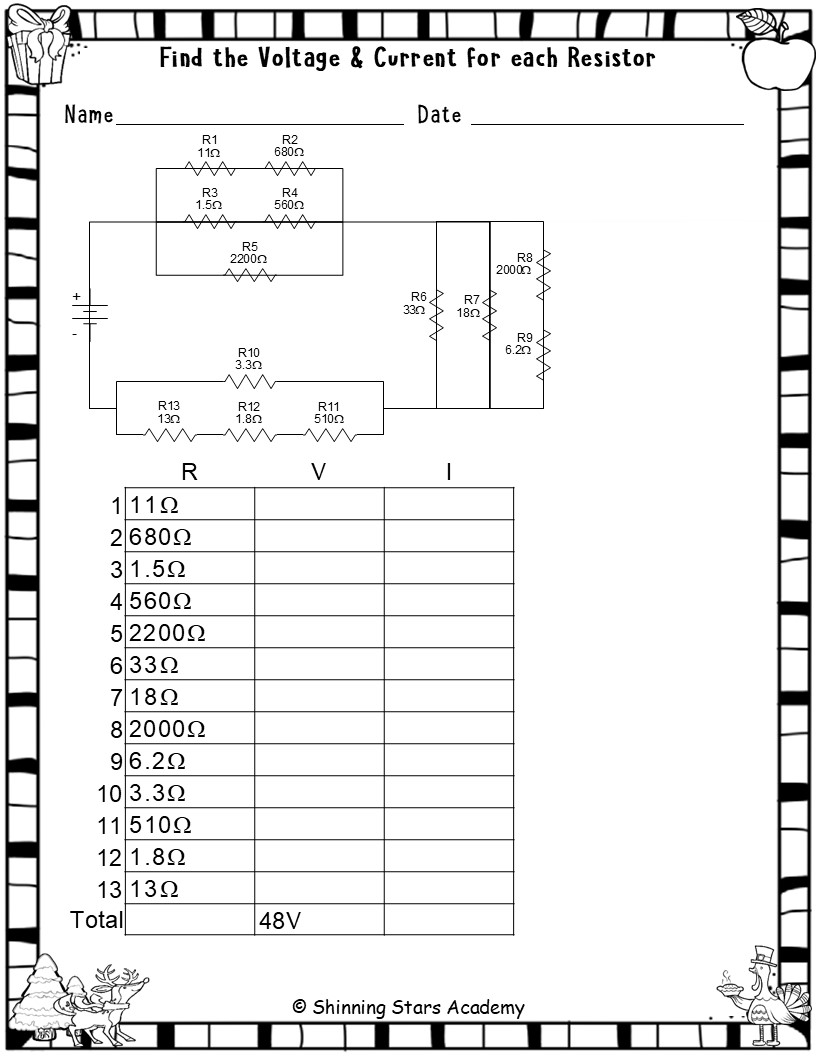 Ohm’s Law – 13 Resistors (Series / Parallel) (Find Voltage (V) and ...