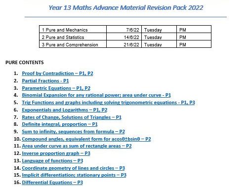A level Maths OCR MEI Advance Material Revision Pack Teaching Resources