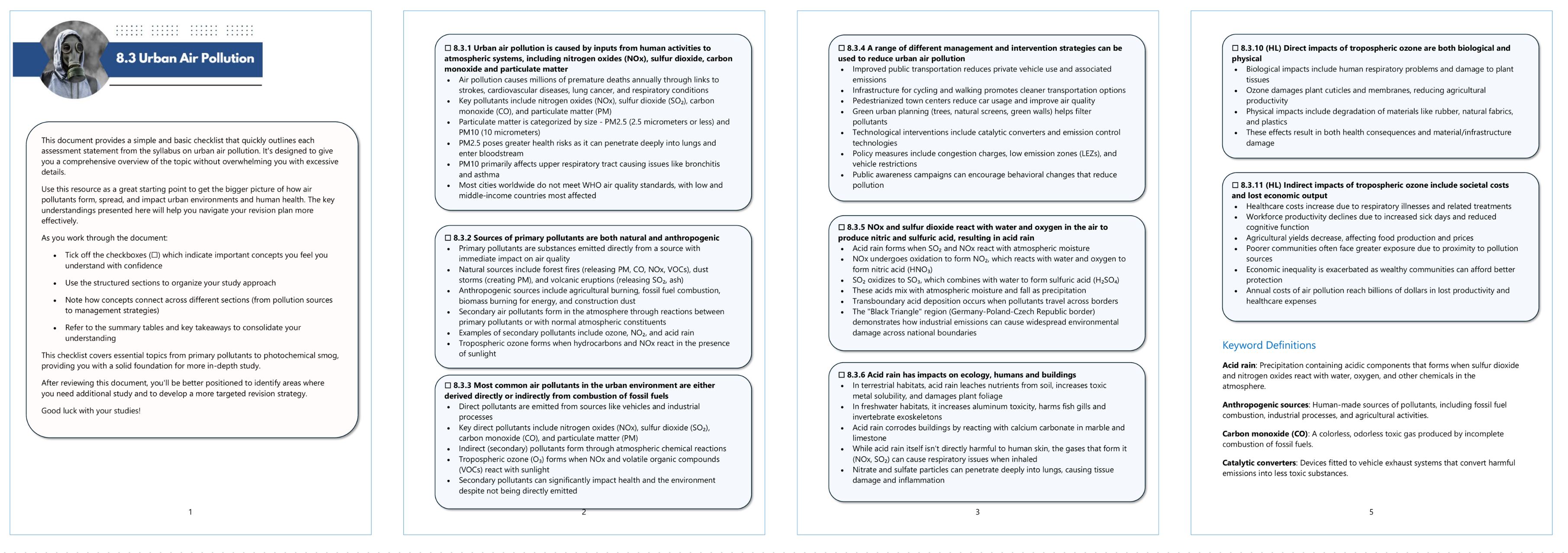 IB DP ESS 8.3: Urban Pollution Condensed Revision Outline 2026 ...