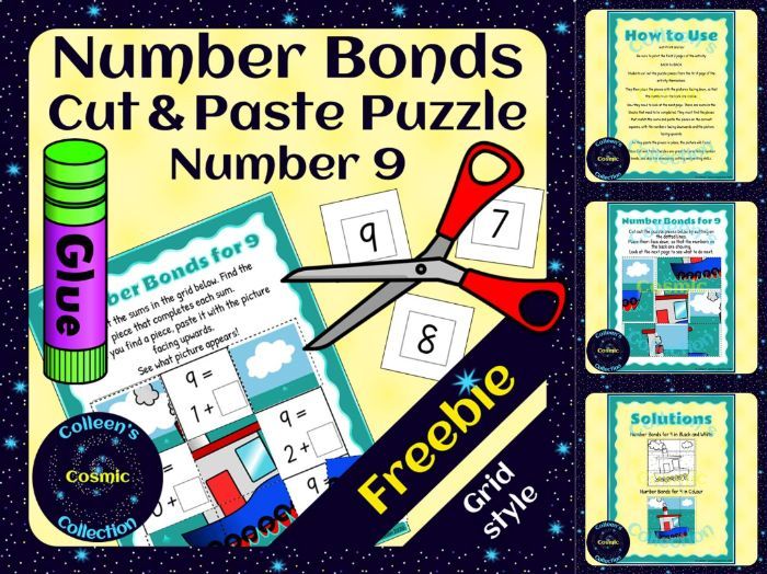 Number Bonds Self-Checking Cut and Paste Grid Puzzles BUNDLE – Save 20% ...
