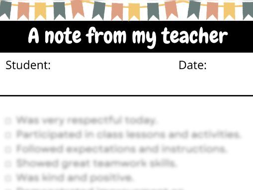 A note from my teacher | Teaching Resources