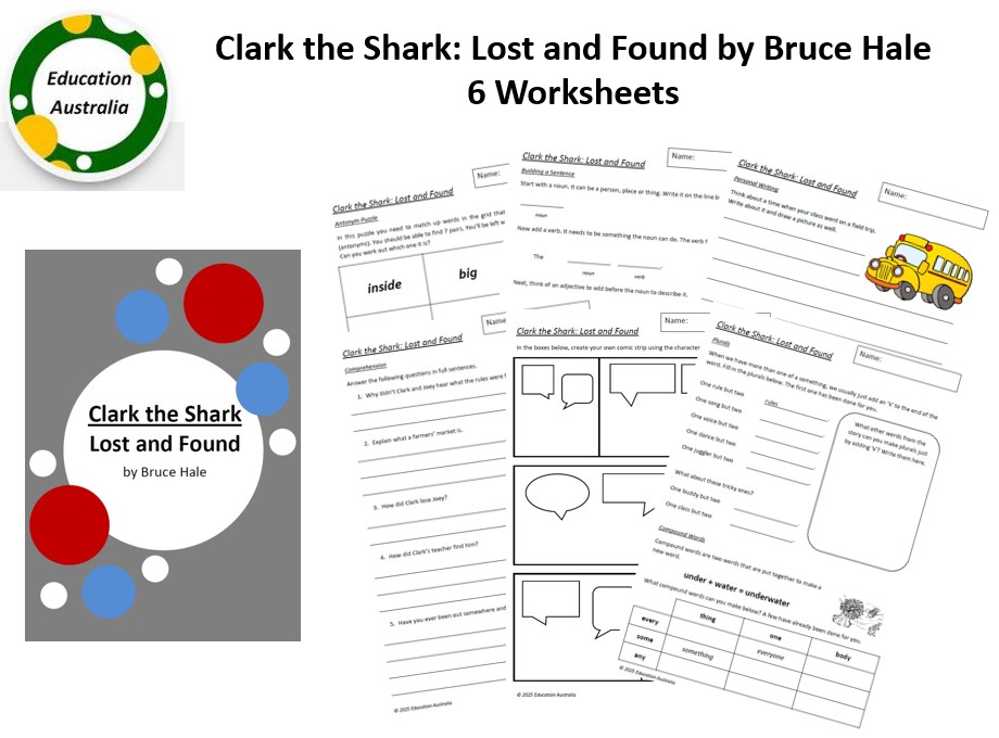 Clark the Shark: Lost and Found by Bruce Hale - 6 Worksheets - Reading ...