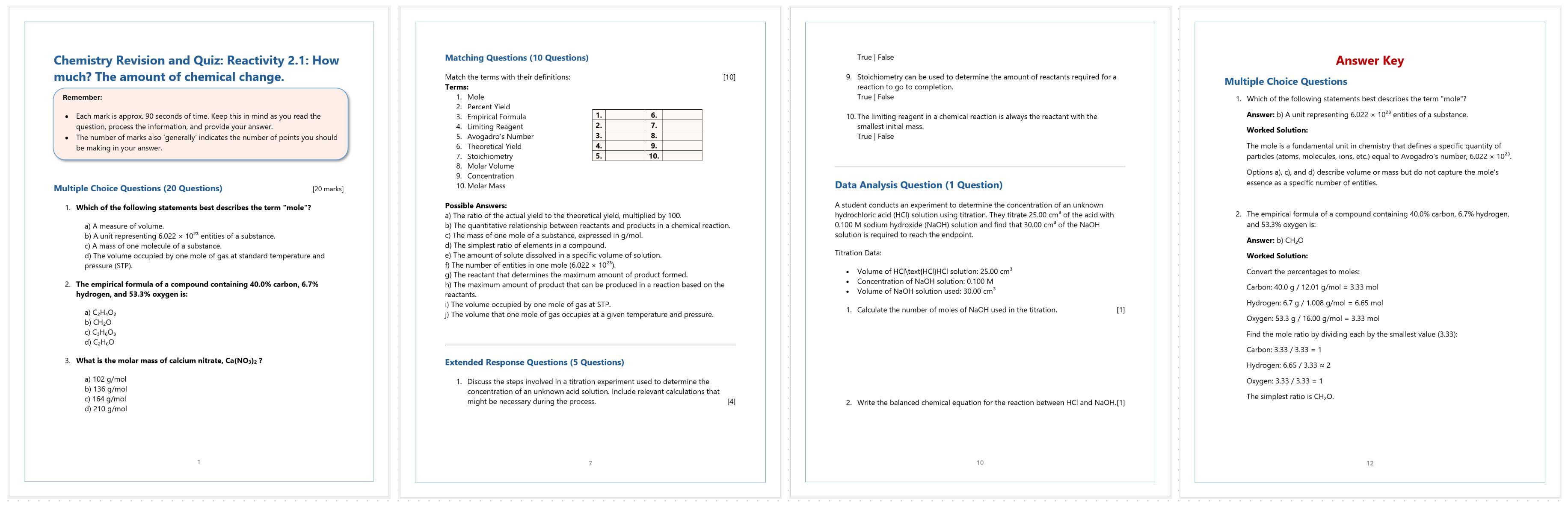 IB DP Chemistry R2.1: How Much (Chemical) Revision Practice 2026 ...