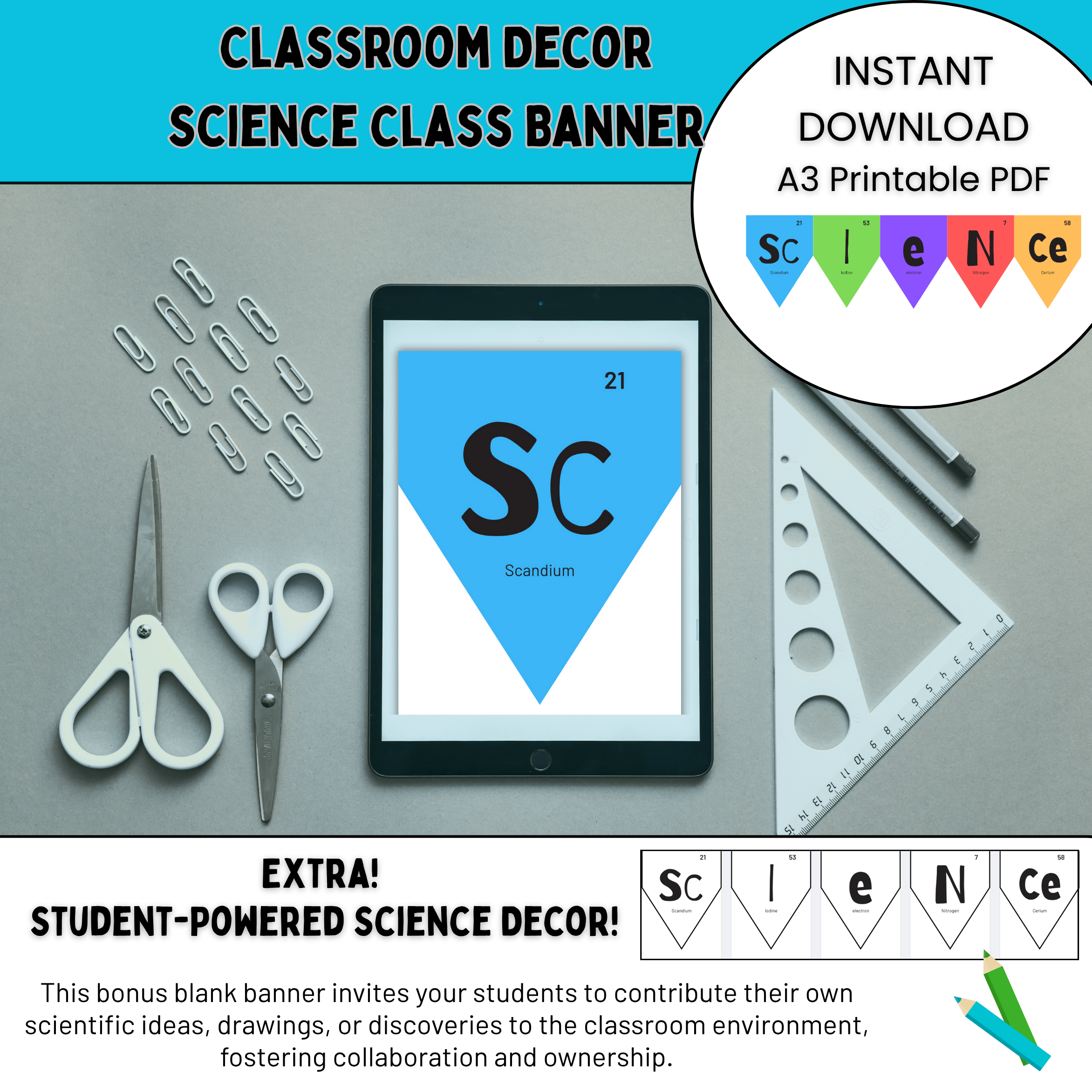 Printable Classroom Decor| Science Class Banner | Teaching Resources