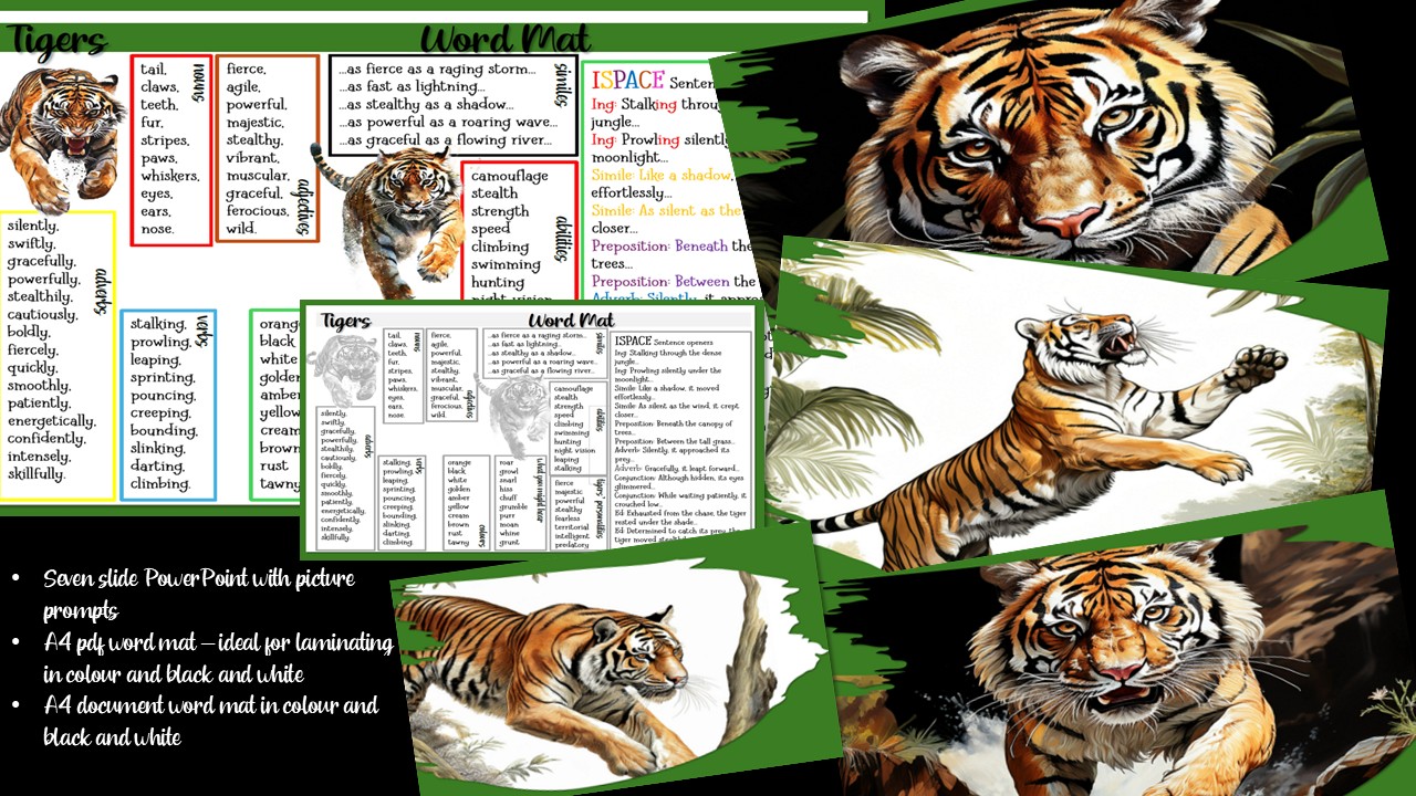 Creative Writing: Tigers Word Mat | Teaching Resources